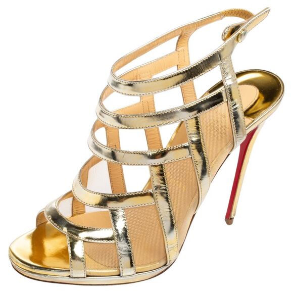 Christian Louboutin | Shoes | Christian Louboutin Metallic Gold Mesh ...